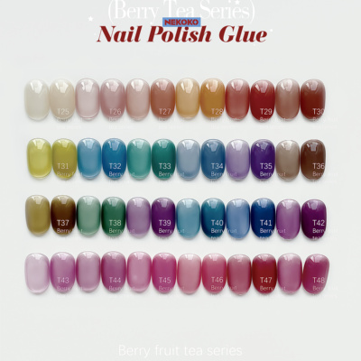Nekoko妮可可24色莓莓果茶奶玻璃透色渐变色胶腮红彩虹甲油胶套装