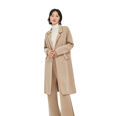 [商场同款] 米皇秋冬新品西装领提花羊绒女大衣外套MZC215001