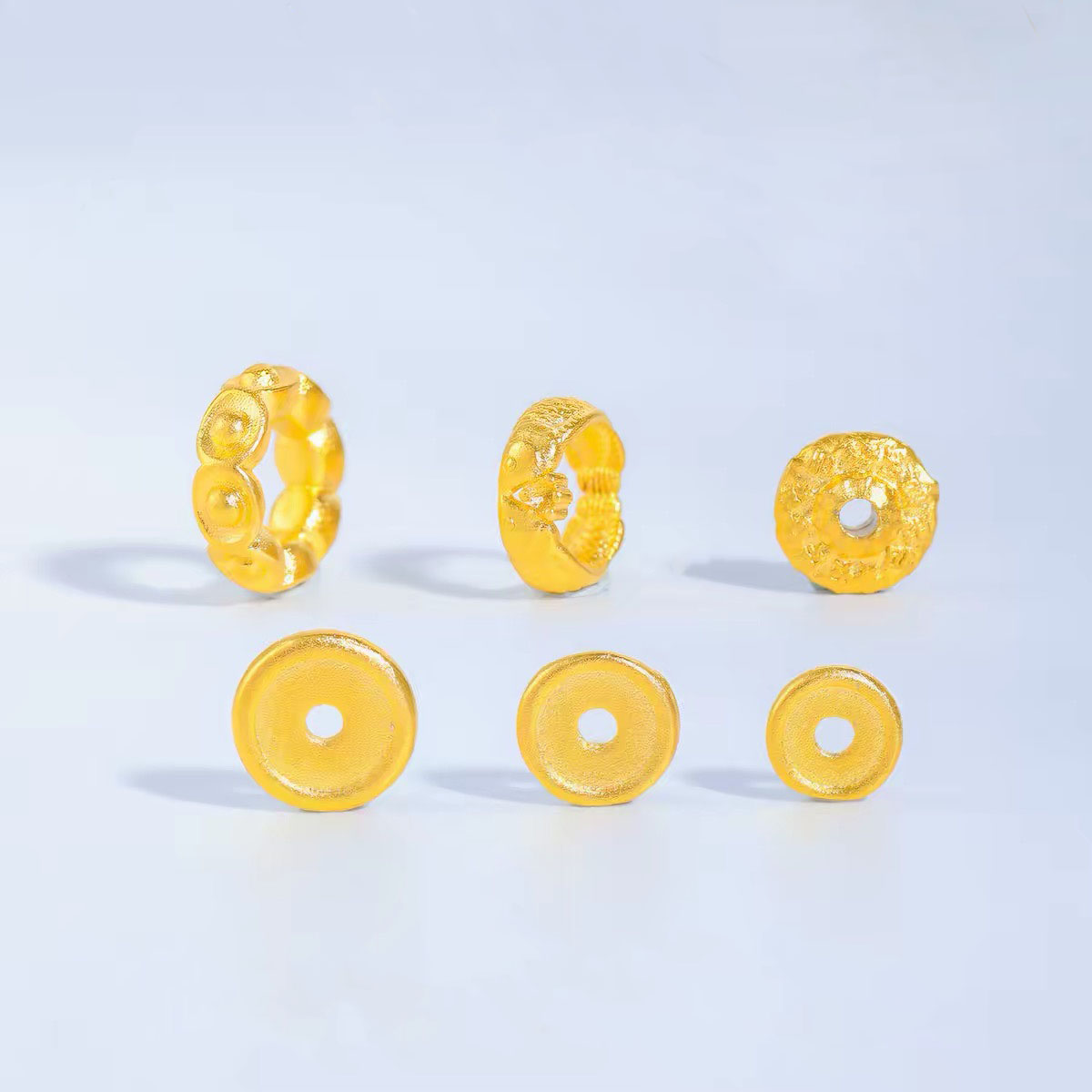保色磨砂沙金光面圆片隔片垫片元宝跑环隔珠diy串珠手串文玩配件