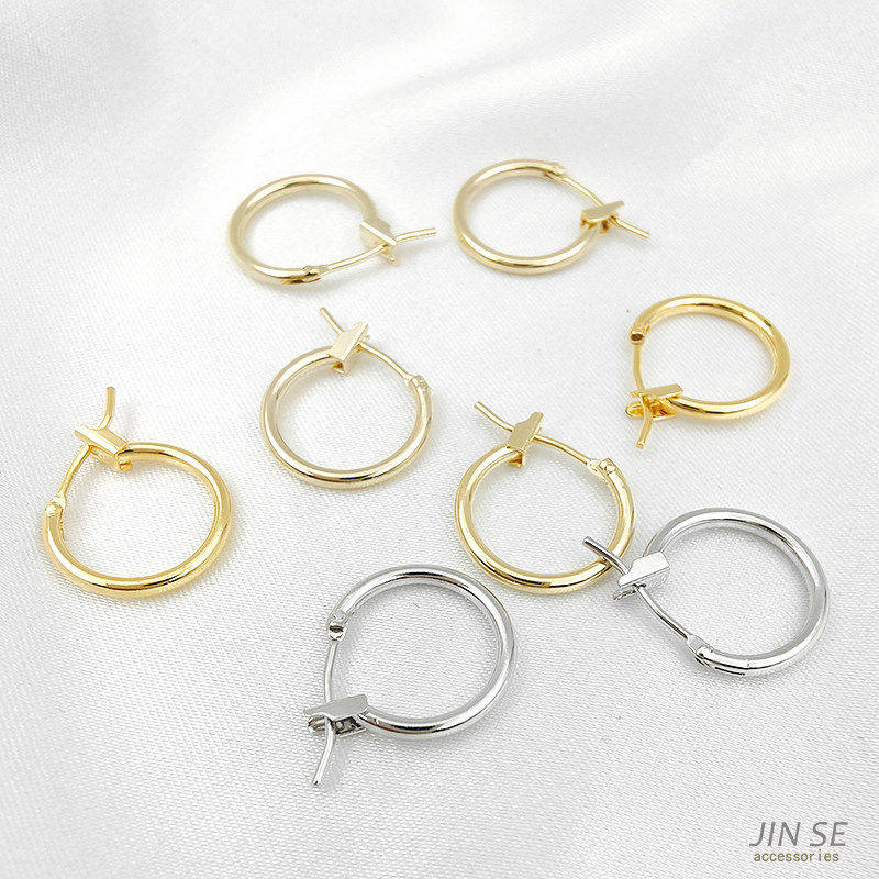 镀14K18K真金保色耳圈圆圈耳环手工diy制作耳夹耳钉耳饰品配件