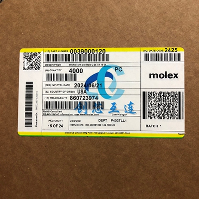 Molex连接器 39-00-0120 39000120 线规：18-24AWG 压接 端子