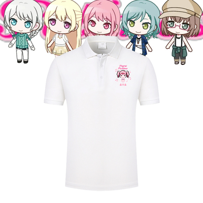 Pastel Palettes丸山彩冰川日菜若宫伊芙邦邦乐队周边印花POLO衫