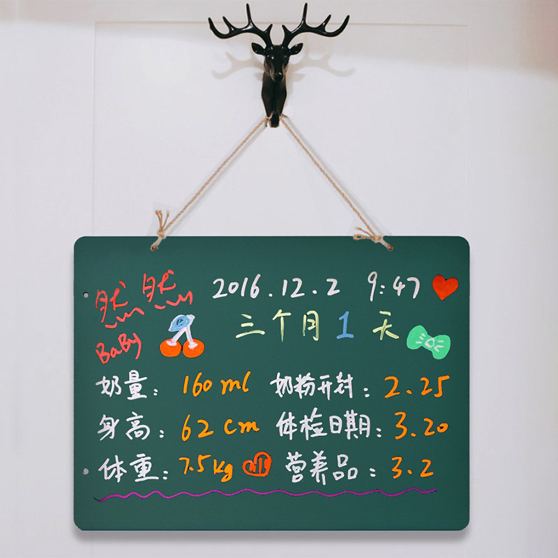 小黑板双面挂式无框店铺商用广告牌粉笔字摆摊留言板绿板可擦写