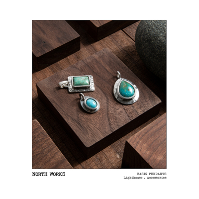 NORTH WORKS 美洲Kingman绿松石吊坠 古银币重铸 男女皆宜护身石