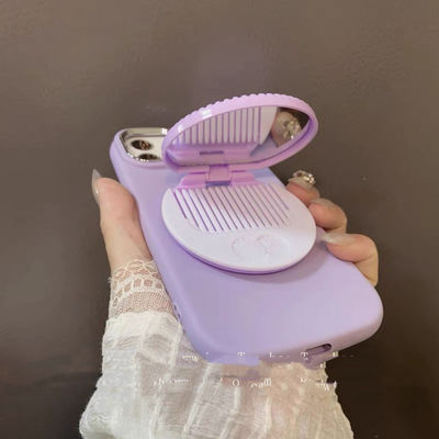饼干镜子带梳子gt2立体V30t/Q5i紫色OPPO真我gt5 neo6se手机壳适用realme12x/11pro+10女款v50v11s保护套a1s