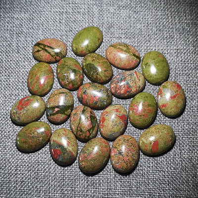 晴天石头铺天然无孔椭圆花绿石裸石吊坠22x30mm绕线编绳配件