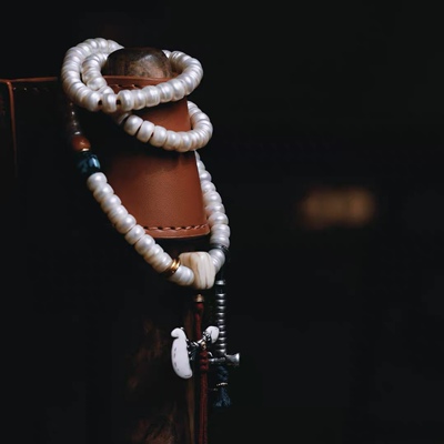 藏传老珍珠直切念珠108颗