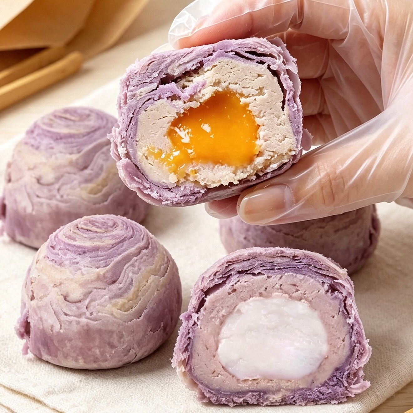 都乐梦微甜大甲芋头酥麻薯奶黄流沙蛋黄香芋酥中秋月饼台式糕点心
