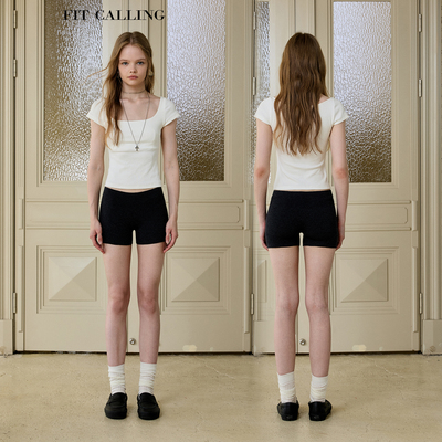 fit calling 30羊毛秋冬弹力针织慕斯质感短裤女修身休闲直筒裤