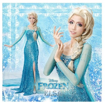 万圣节Frozen冰雪奇缘Elsa连衣裙cosplay公主礼服裙成人艾莎表演