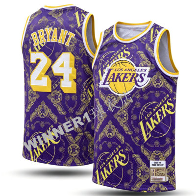 密绣版 湖人24号KOBE 科比 07-08 紫色腰果花密绣球衣 复古网眼SW