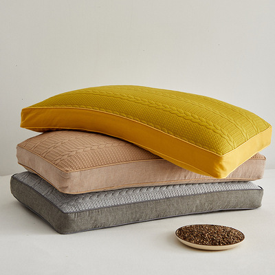 日式无印立体针织棉荞麦枕头吸汗透气护颈枕芯可拆洗单双人枕头芯