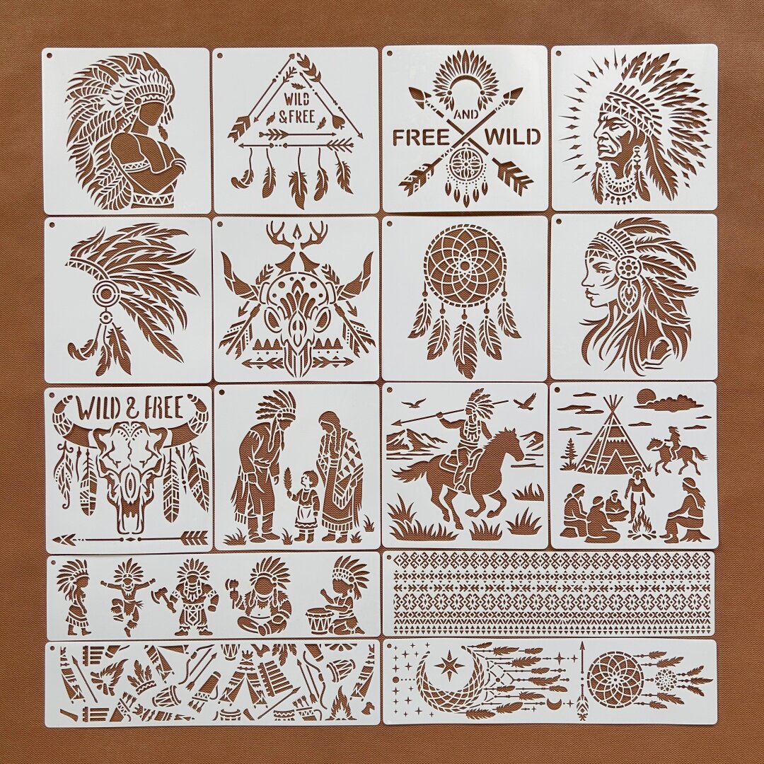 部落文化创意镂空绘画模板抽象动物艺术墙绘装饰涂鸦手账模板尺