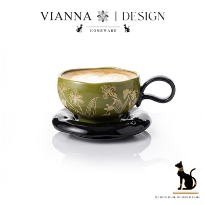 VIANNA高档花卉陶瓷咖啡杯碟礼物