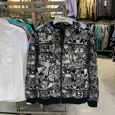 正品班尼路秋季阿童木系列男装满版印花潮流拉链连帽卫衣外套上衣