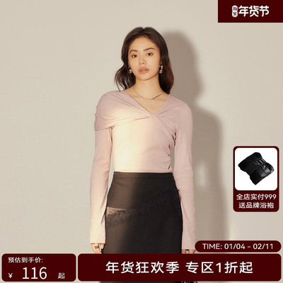 【商场同款】HPLY荷比俪冬季新款V领修身露背上衣HJD42610340