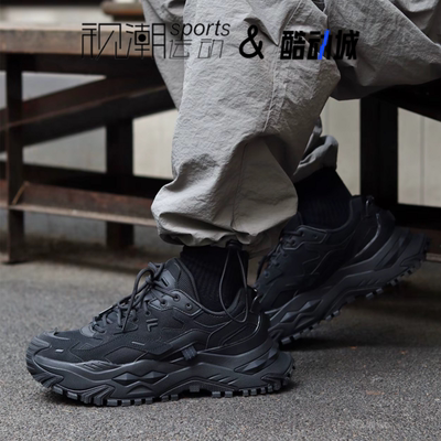 斐乐硬糖鞋车漆黑厚底休闲老爹鞋