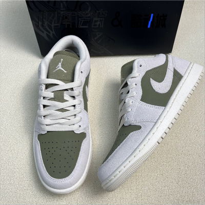 AJ1灰绿大童舒适耐磨防滑篮球鞋