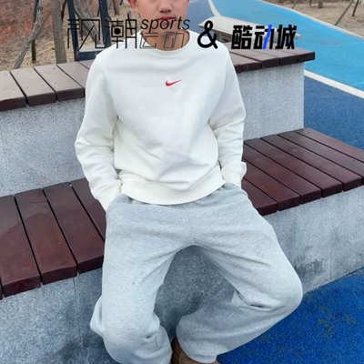 耐克白色卫衣套头衫百搭加绒保暖