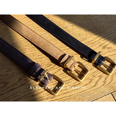 大象和长颈鹿 拯救单调穿搭 老钱风绒面皮金属扣牛皮腰带 ACC381
