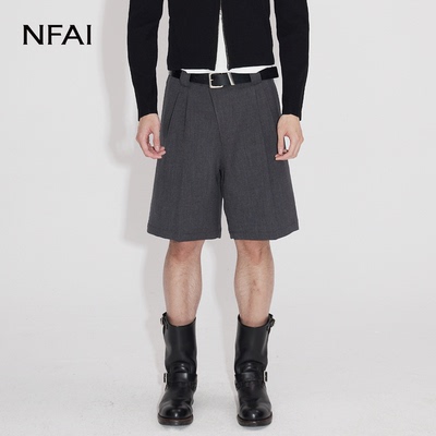 NFAI 25SS 斜门襟百慕大短裤 羊毛触感/挺阔抗皱/修饰比例