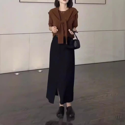 今年流行特惠24707大爱美依缘2025秋季新款短袖宽松带披肩上衣