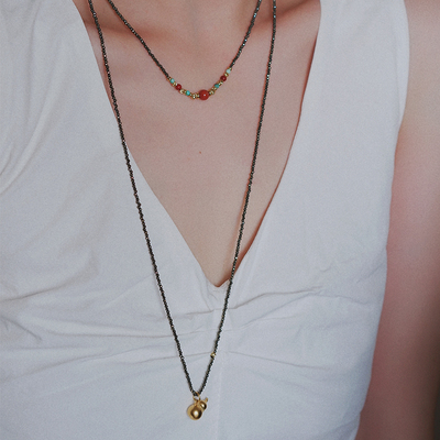 新中式原创手工 黄铁矿项链叠戴2025新款高级感气质