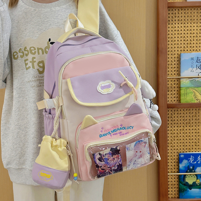 书包初中女生可爱双肩包痛包书包