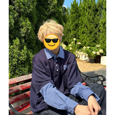 学院风拼接宽松卫衣假两件Polo衫长袖T恤男女秋季高级感情侣刺绣