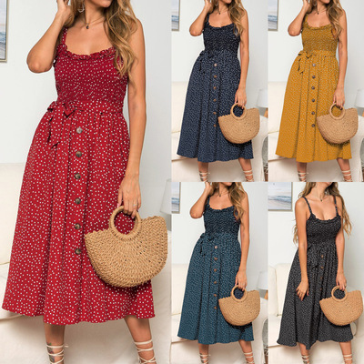 Summer Sexy Holiday  skirt shoulder-straps 吊带收腰度假短裙