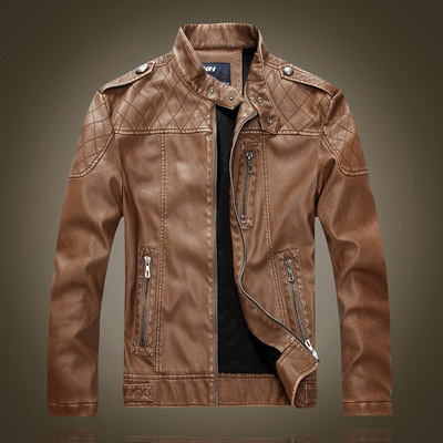 Men's leather coat slim fashion jackets Men clothing男士皮衣