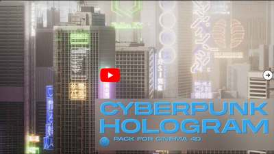C4D 赛博朋克楼房预设【Cyberpunk Hologram Pack
