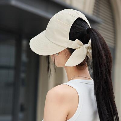 利普新款大沿遮阳帽女夏出游扎马尾鸭舌空顶帽子赵露思同款防晒帽