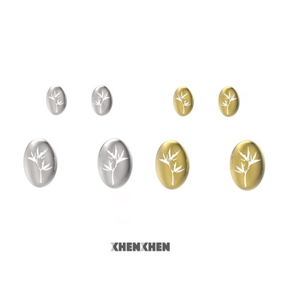 XHENXHEN李若彤金靖刘禹彤同款浮光竹影系列镂空弧面竹影耳钉百搭