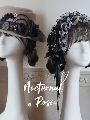 【现货】夜行蔷薇 发带帽子边夹花丸 原创Lolita优雅百搭