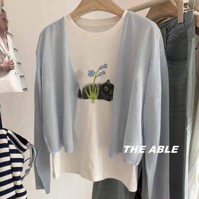 韩系风百搭多色短款开衫针织衫女