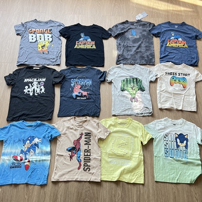 瑕疵 轻薄优质卡通新款儿童质男童中大童短袖T恤 110-160cm