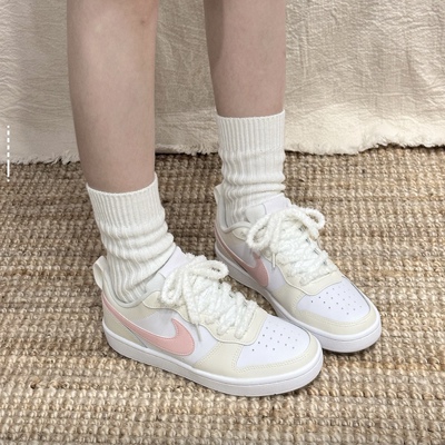 【定制球鞋】 Nike Court Borough奶油樱花耐磨 低帮 板鞋DV5456