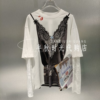 FORDARE福蝶正品2026春夏季2610T13367印花假两件T恤 原1099