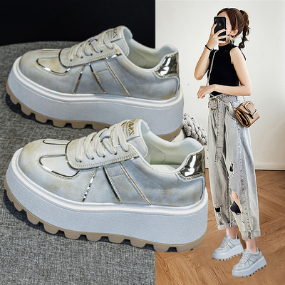 复古厚底小白鞋女2025年秋季新款