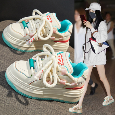 真皮内增高小白鞋女2025新款女鞋