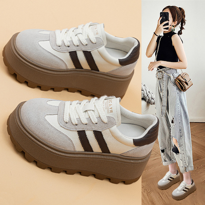 真皮复古德训鞋子女2025春秋新款