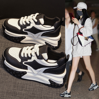 真皮内增高老爹鞋女2025新款爆款