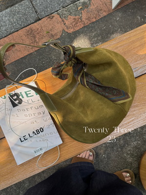 Twenty Three小众设计复古磨砂麂皮绒月牙包单肩斜挎包饺子包