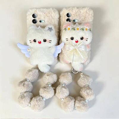 花环小猫适用iqooZ9turbo手机壳Z8x/Z7x/Z6x手提Z5毛绒Z3女Z1x可爱U5卡通U3x时尚Neo9全包V2352A潮IpooNeo7