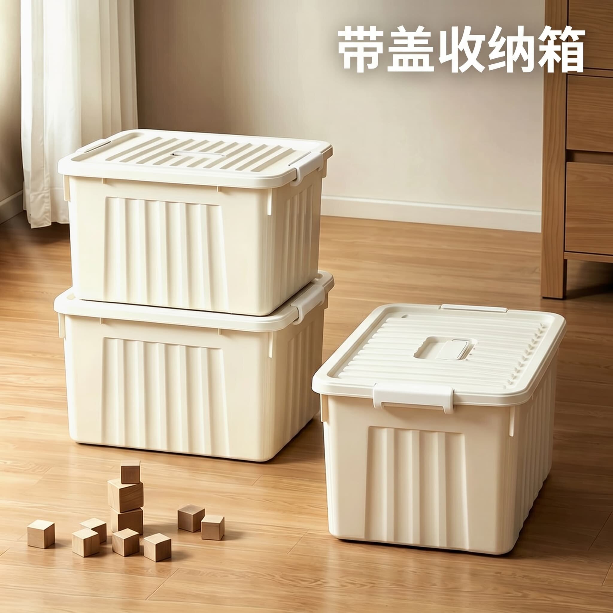 翻盖式收纳箱学生手提装书本家用客厅玩具零食整理箱储物箱收纳盒