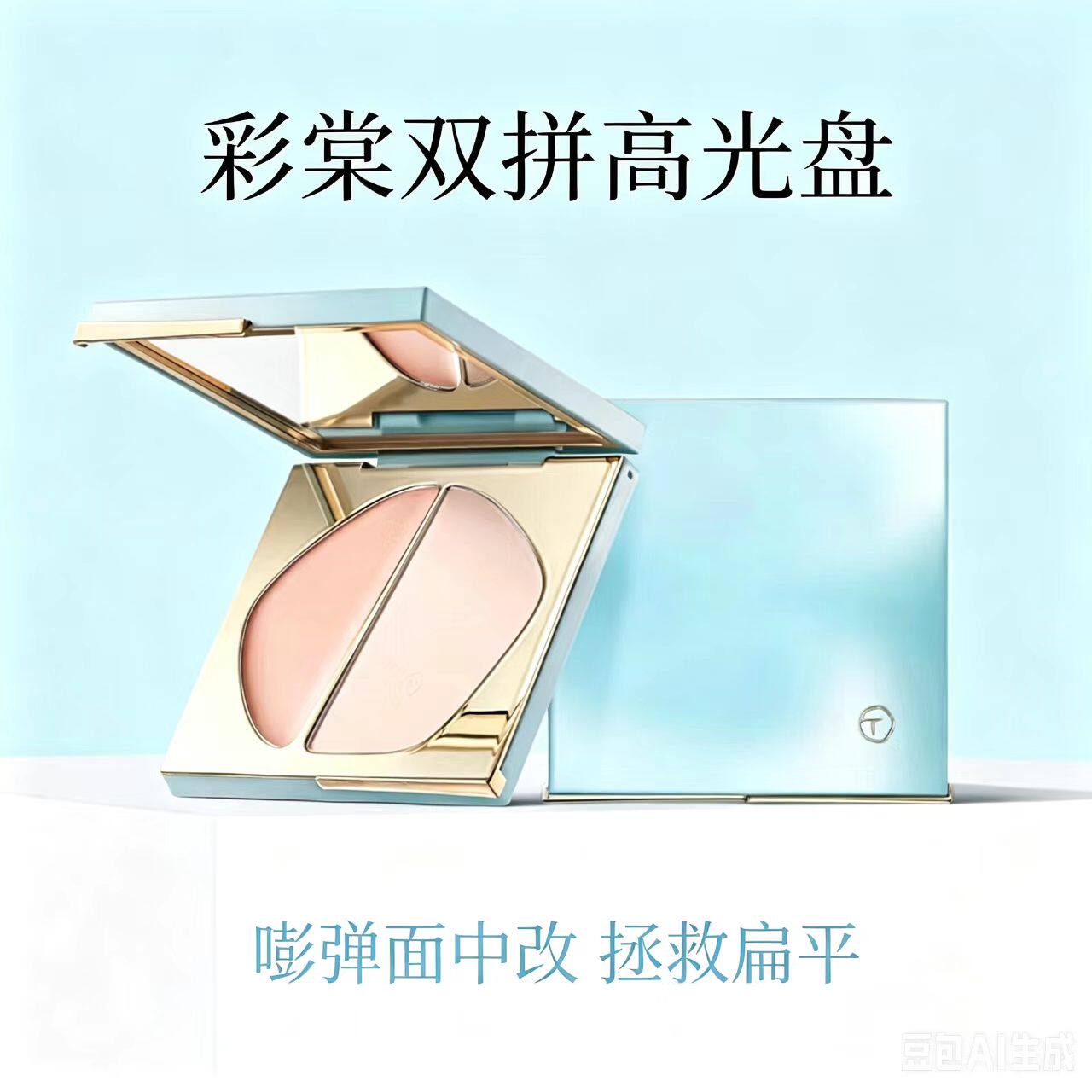 彩棠双拼高光修容盘哑光提亮脸部膨胀色修饰泪沟法令纹粉膏一体盘