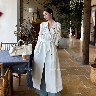 LS述致时尚设计感长款风衣外套女2026早春新款中长款大衣