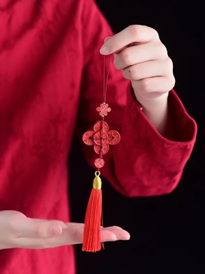 原创天然原矿朱砂 帝王砂五帝钱手机挂件 纯手工设计制作