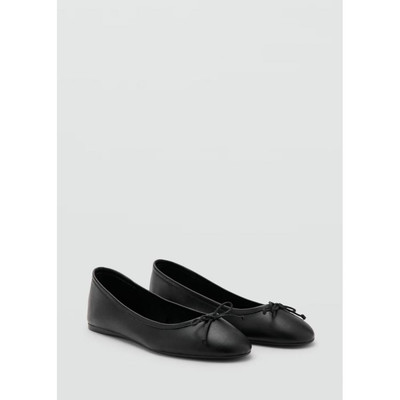 西班牙欧洲正品代购 MANGO 女士 蝴蝶结皮革芭蕾平底鞋 27072552